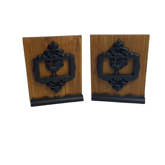Accents | Mcm Vtg Two French Country Bookends Wood Plastic Decor ...